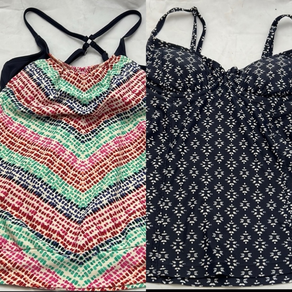 Athleta Tankini Swim Tops (2) Navy/White Navy/Multico… - Gem